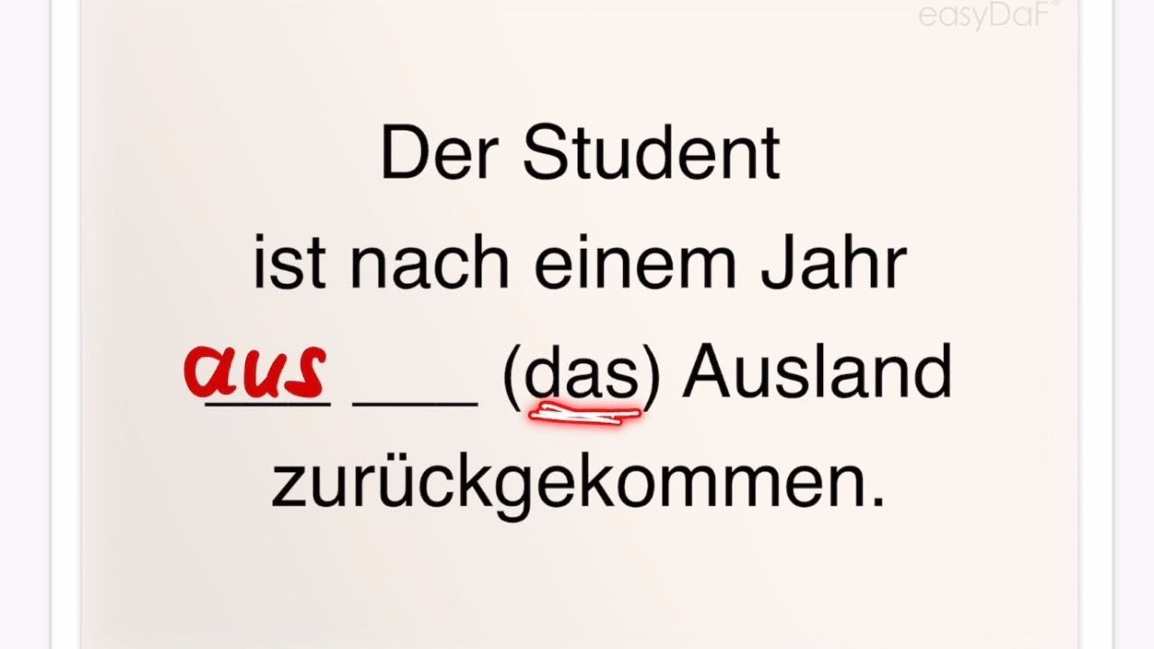 Präposition mit dativ. Übungen zu "aus" - YouTube