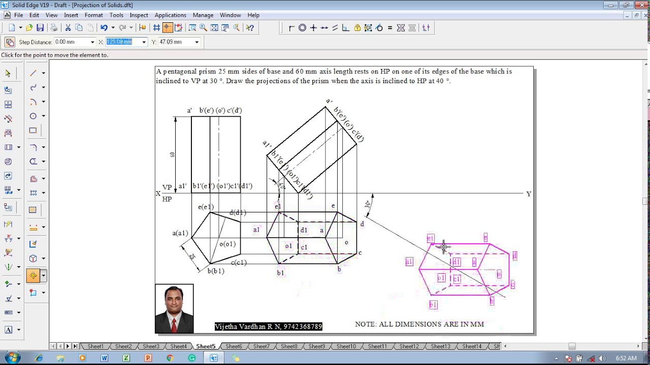 Example 05 on Projection of Solids - YouTube
