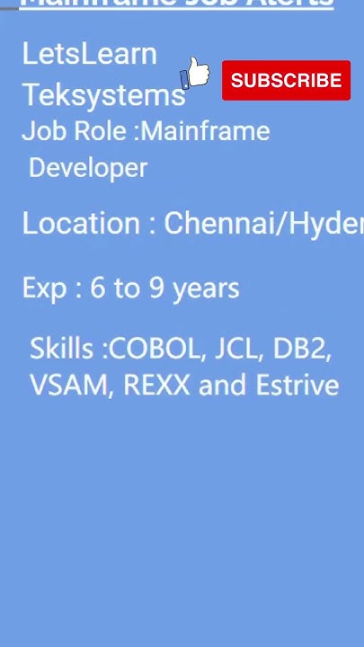 Mainframe Job Opening @Teksystem.Telegram group link in description # ...