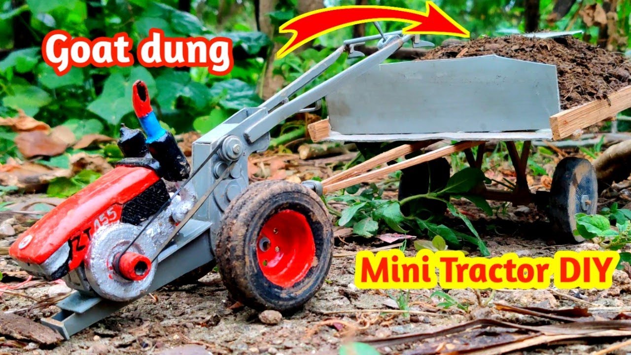 Beautiful Mini Tractor Transport The Goat Dung To Put On Vegetables ...