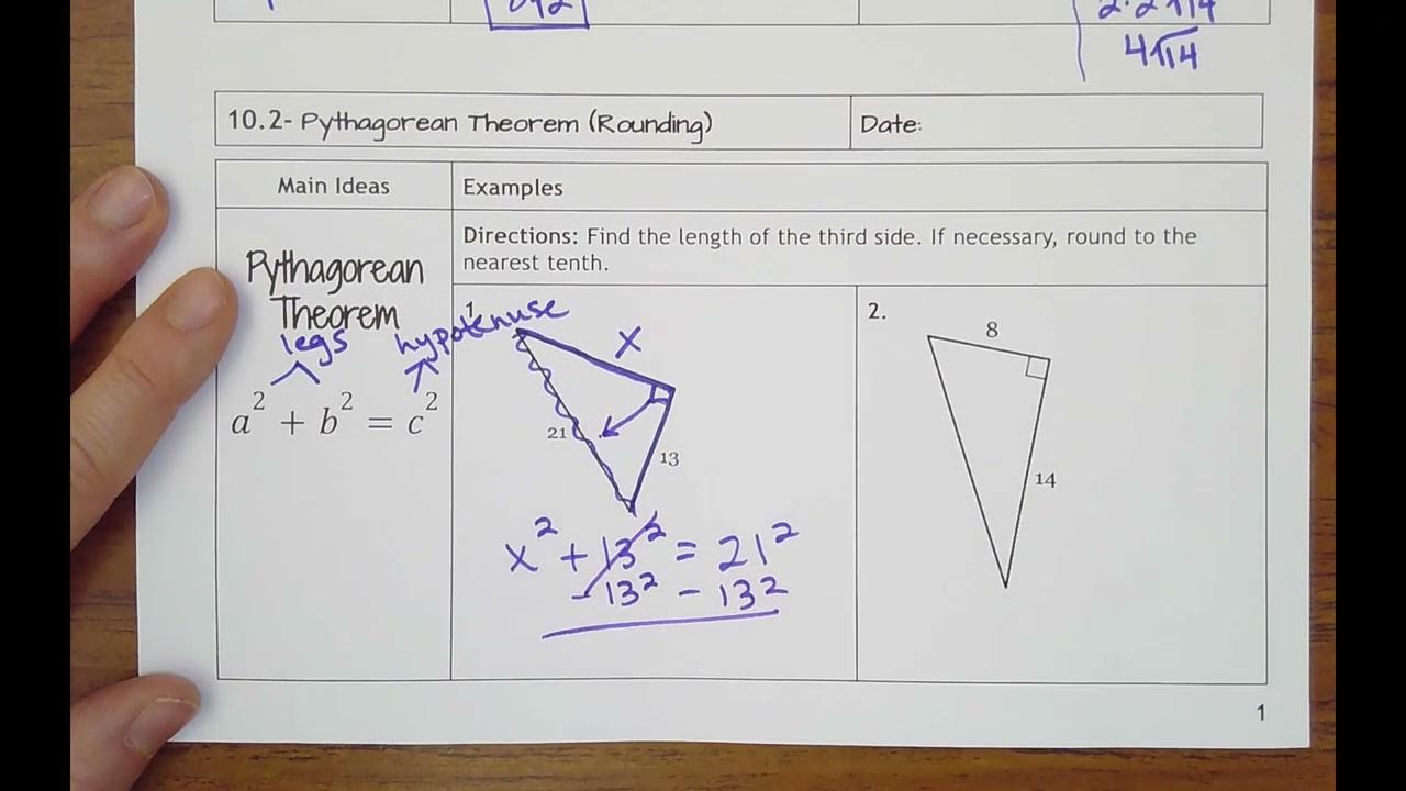 10.2- Pythagorean Theorem (Rounding) - YouTube