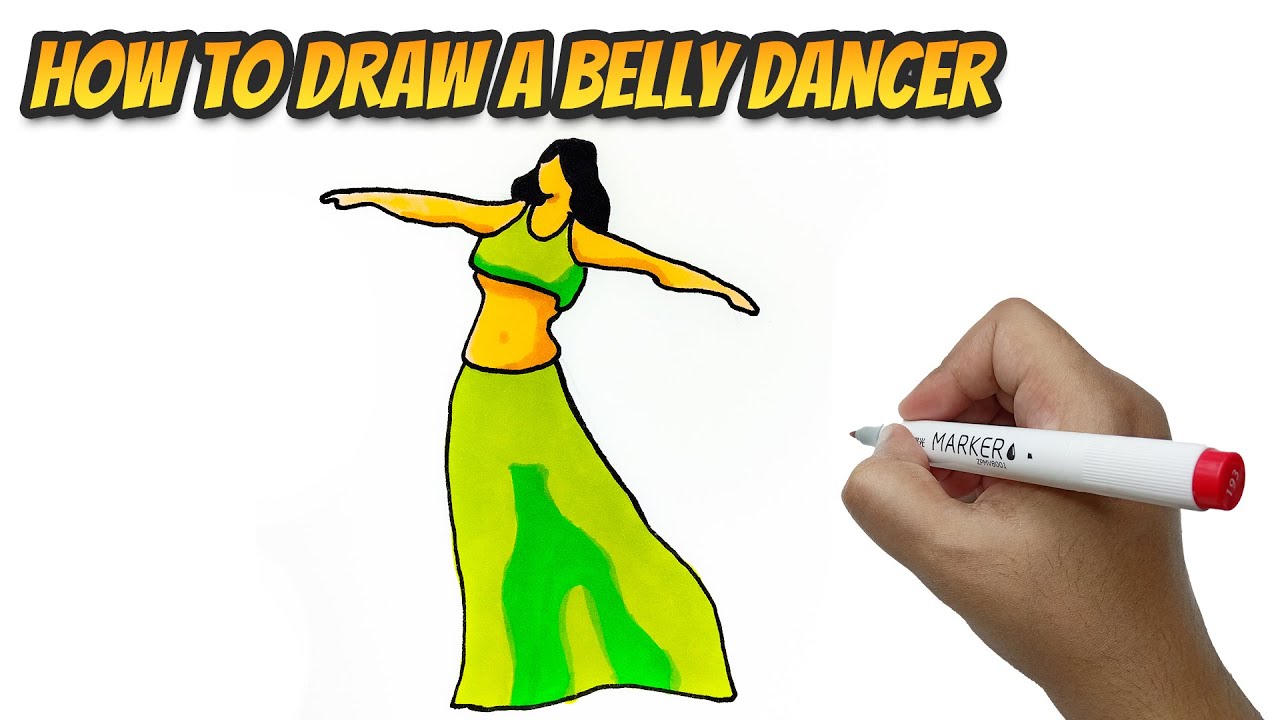 How to Draw & Color a Belly Dancer | Step by Step How to Drawing ...