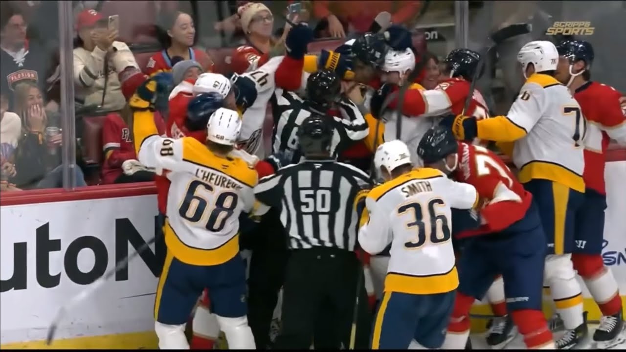 Florida Panthers vs Nashville predators scrum 1 - YouTube