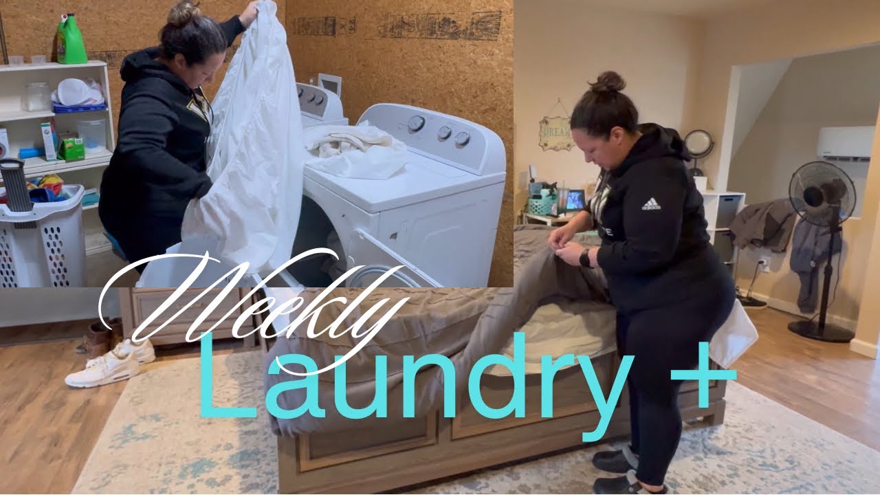 5 loads of Laundry + Deep cleaning my kitties room. Clean with me ...
