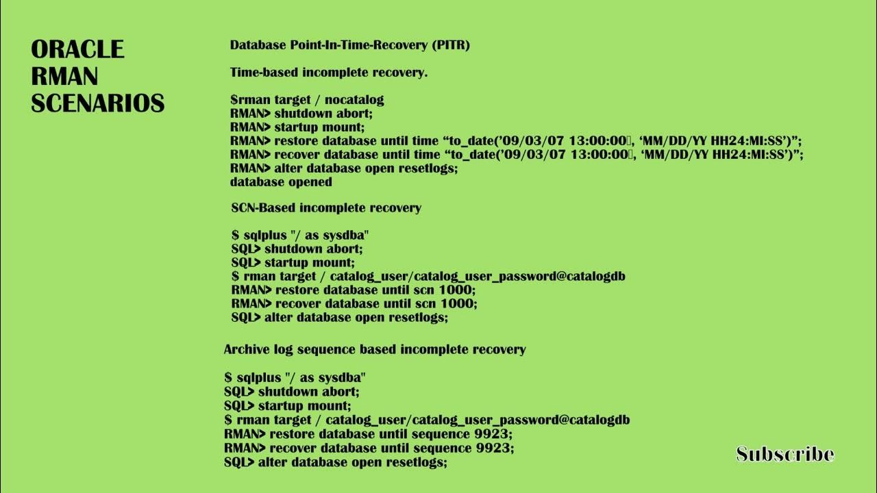 Oracle Dba Rman Scenarios Youtube