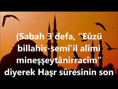 70 bin meleğin  akşama kadar dua  etmesi ve O gün  ölürse şehit olması  için okunacak dua