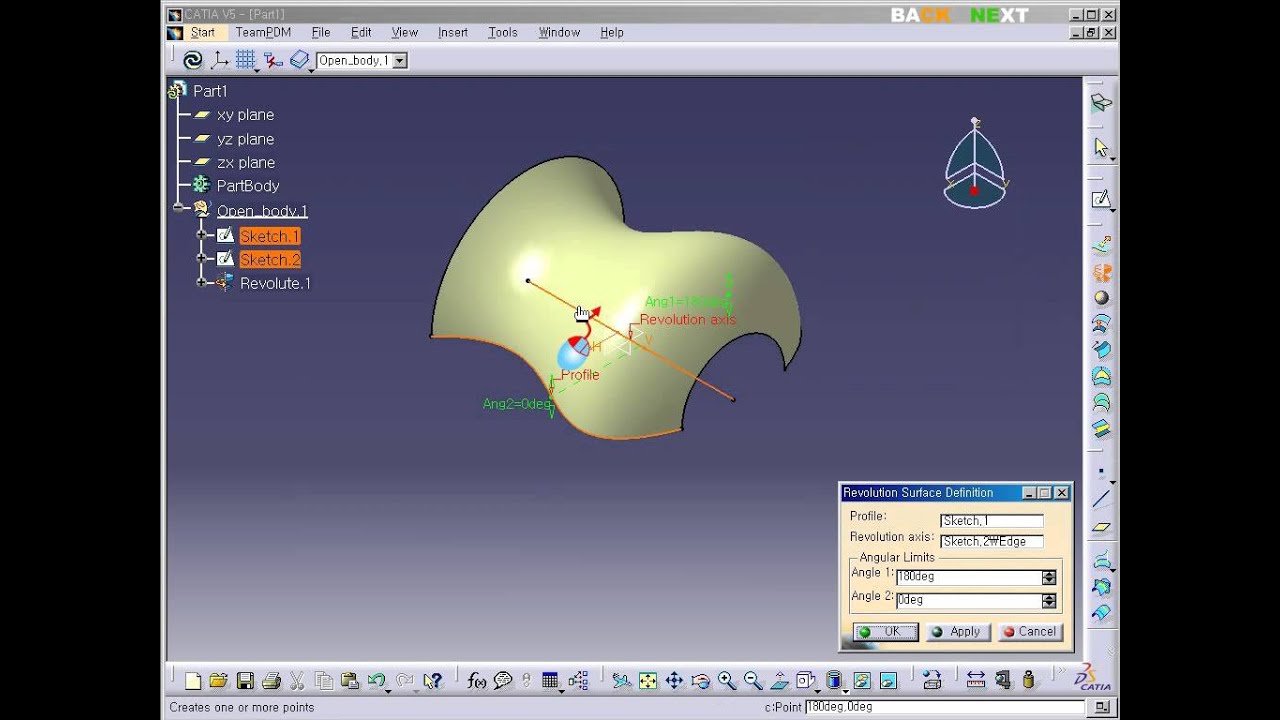 CATIA V5 - SURFACE - Revolve [카티아스쿨] - YouTube