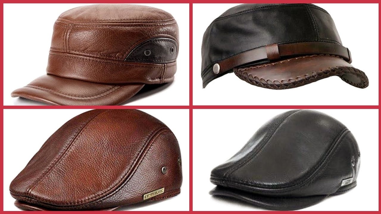 Mens Leather Cap special leather design - YouTube