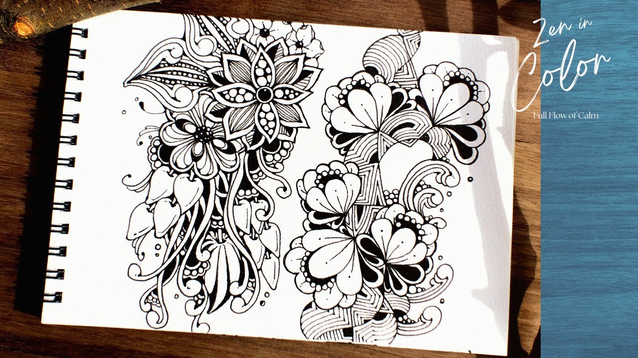 Calming Black‑Ink Zentangle Slow, Meditative Line Art Drawing - YouTube