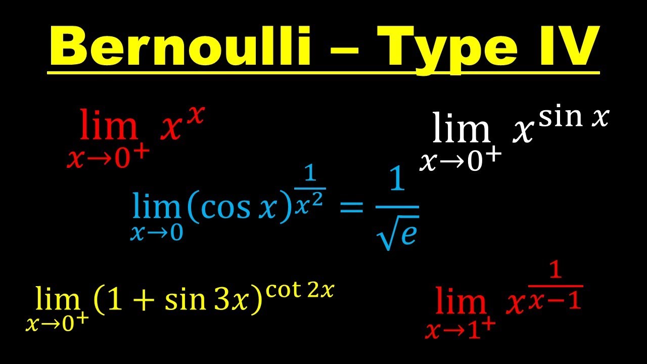 Bernoulli's Rule - Type IV | Indeterminate forms 1^∞, 0⁰ or ∞⁰ | 6 ...
