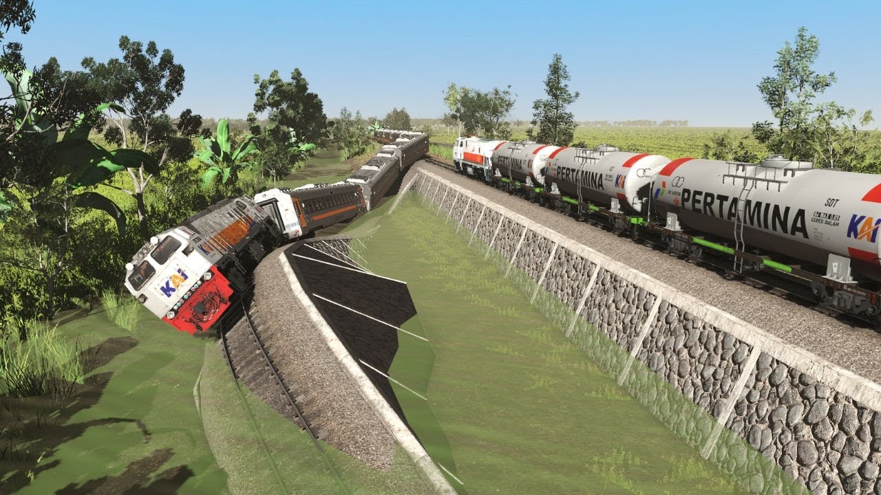 Train Drives onto Collapsed Track, Avoids Collision - YouTube