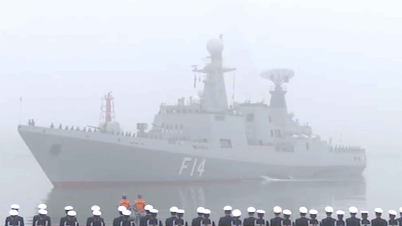 Myanmar naval vessel arrives for Chinese navy anniversary - YouTube
