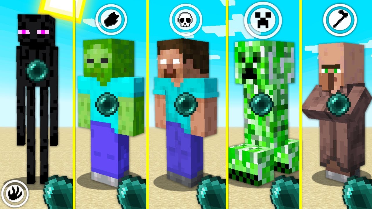 Minecraft WHAT IS INSIDE ENDERMAN ZOMBIE HEROBRINE CREEPER VILLAGER ...