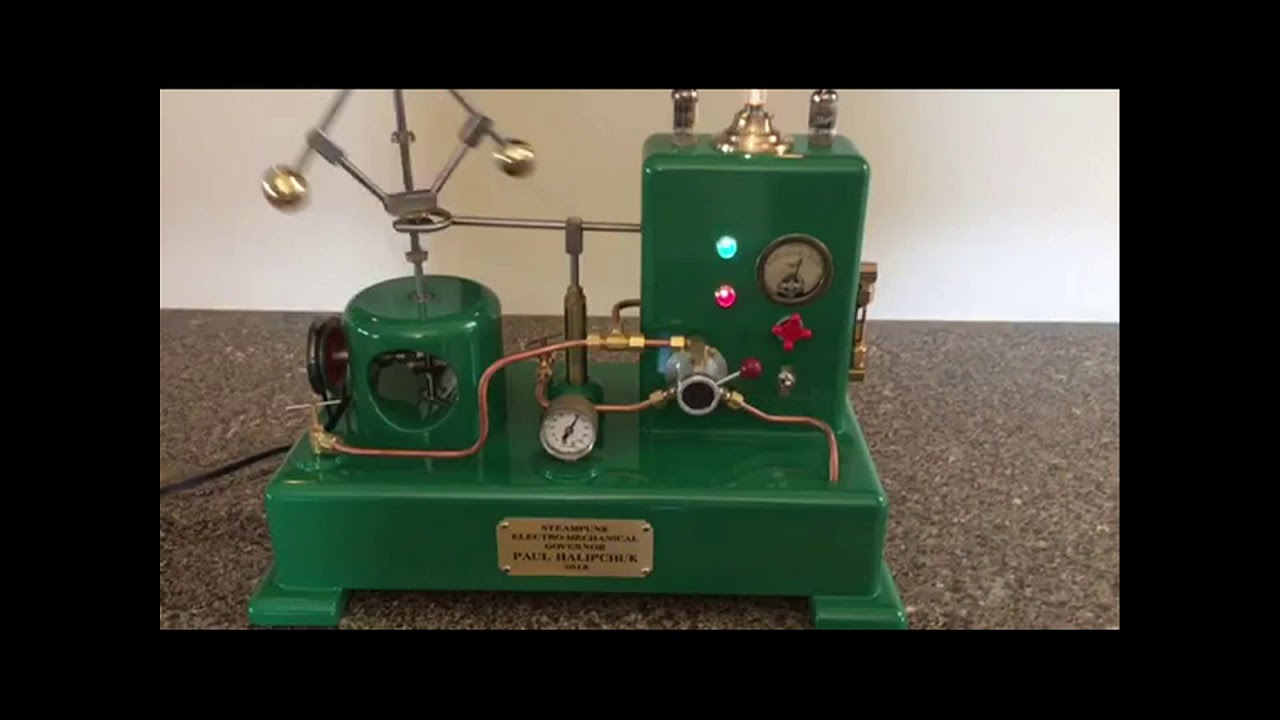 Steampunk Electro-Mechanical Governor Model - YouTube