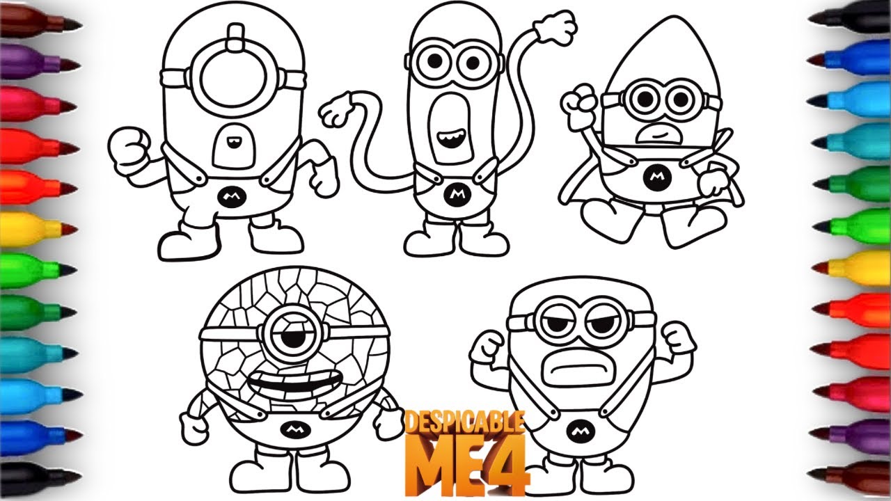 Despicable Me Mega 4 Minions Coloring Pages | How to COLOR all Mega ...