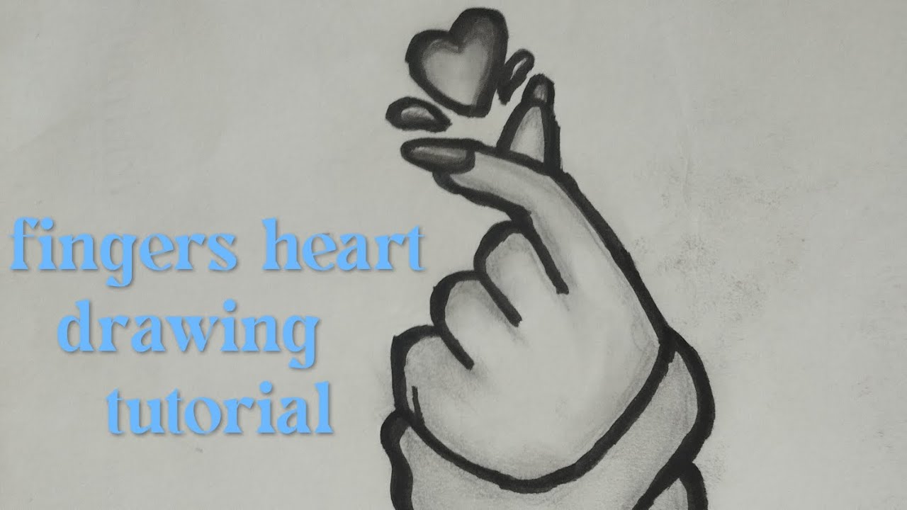 How to draw easy fingers heart ️|| step by step 🤗 || crossed fingers ...