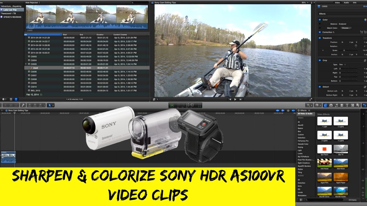 Sony HDR AS100VR Action Cam ~ Edit Clips To Sharpen & Colorize - YouTube