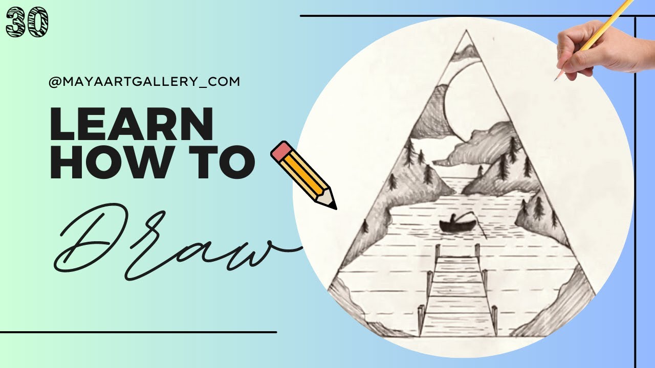 How to draw - How to draw a basic lake between the mountains? - YouTube