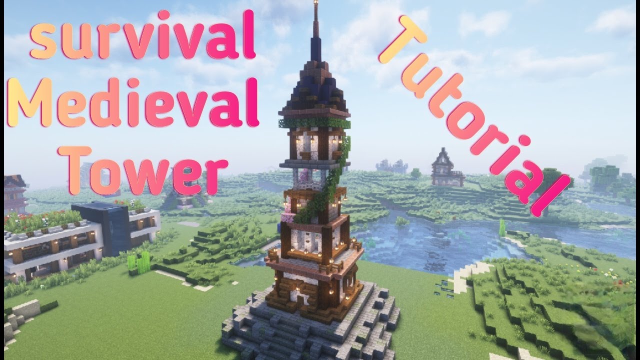 Minecraft: survival medieval tower tutorial - YouTube