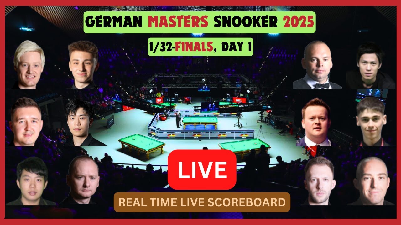 2025 German Masters Snooker LIVE Score UPDATE Today 1/32-Finals, Day 1 ...