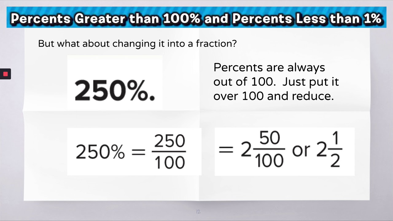 Percents over 100 and under 1 - YouTube