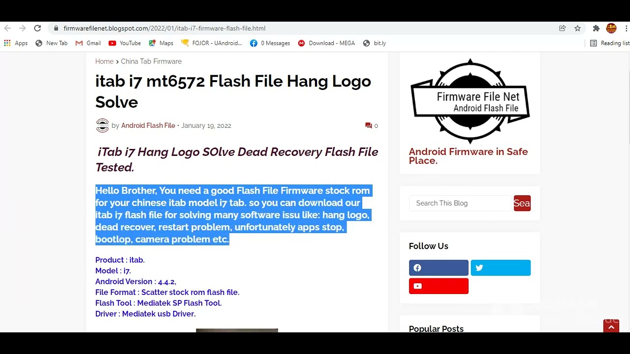itab i7 flash file 1000% ok Firmware - YouTube