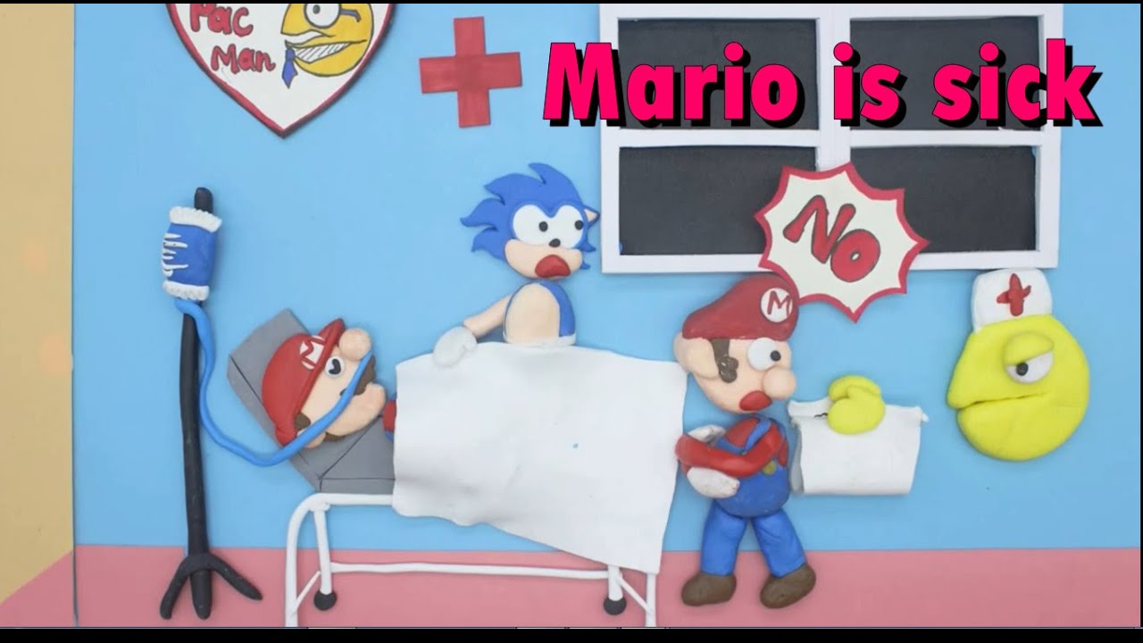 Mario got sick, Sonic and Pacman, Octopus decided to help Mario recover ...