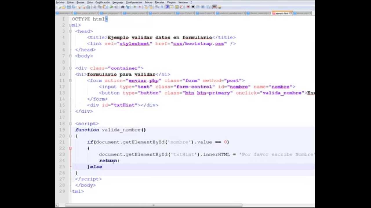 2.- formulario validar html javascript - YouTube