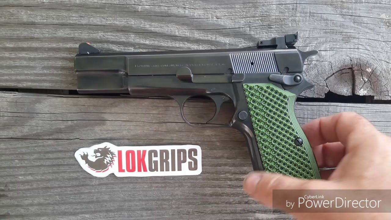 Browning Hi Power / Bogie Texture LOK Grips - YouTube