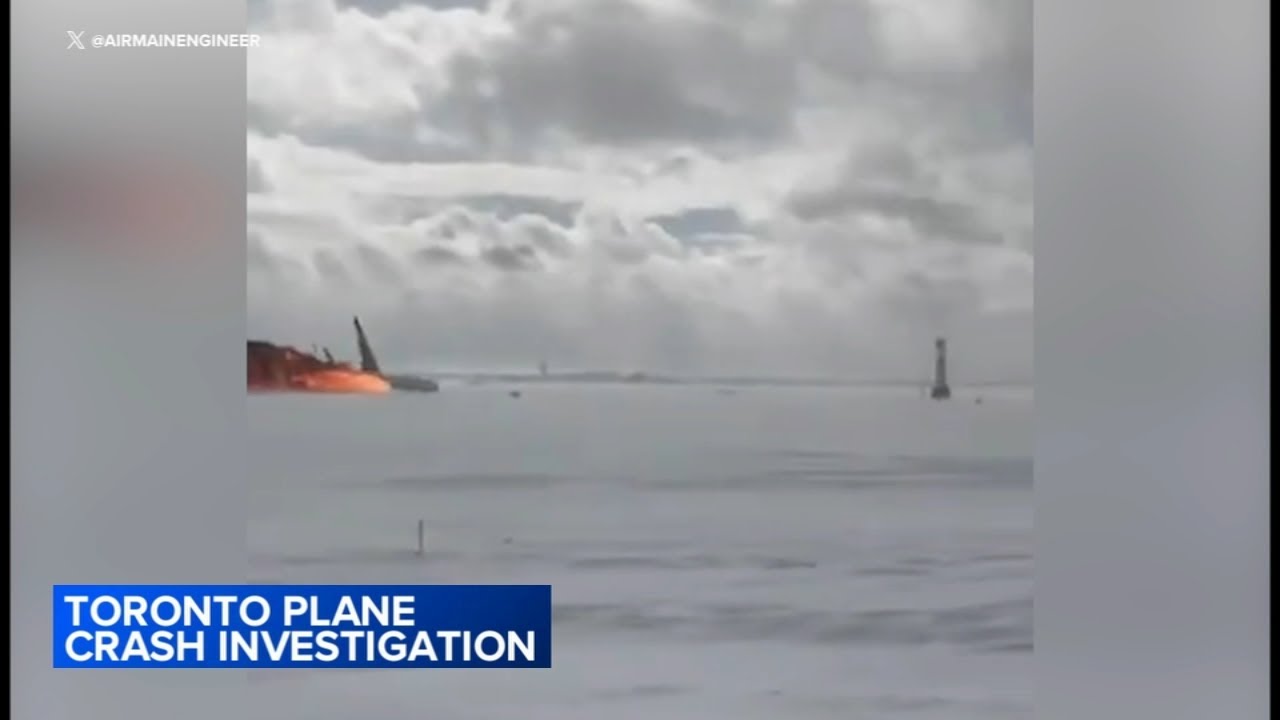 Video shows as plane crash lands, flips over in Toronto - YouTube