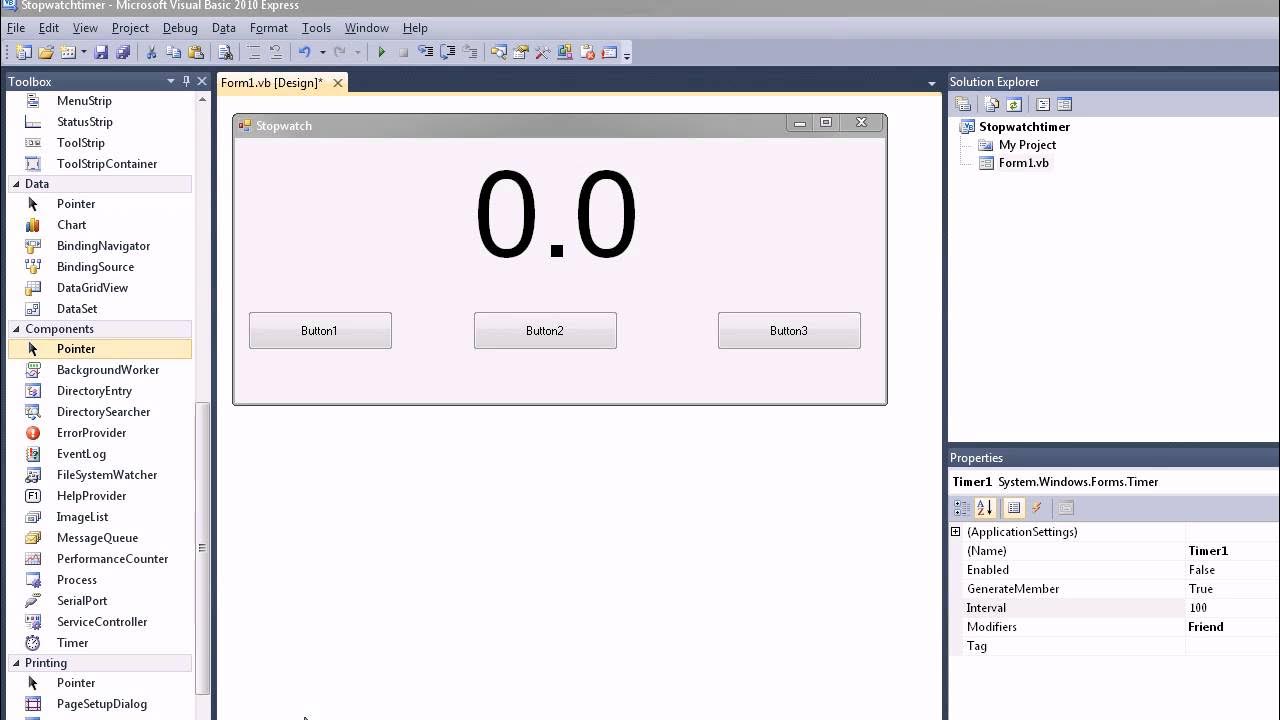 How to make a stopwatch in Visual Basic 2010 - YouTube