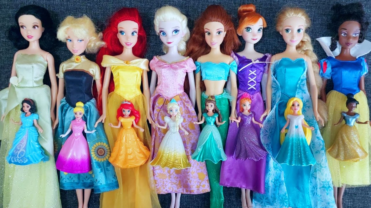 unboxing disney toy collection, doll collection disney princess box ...