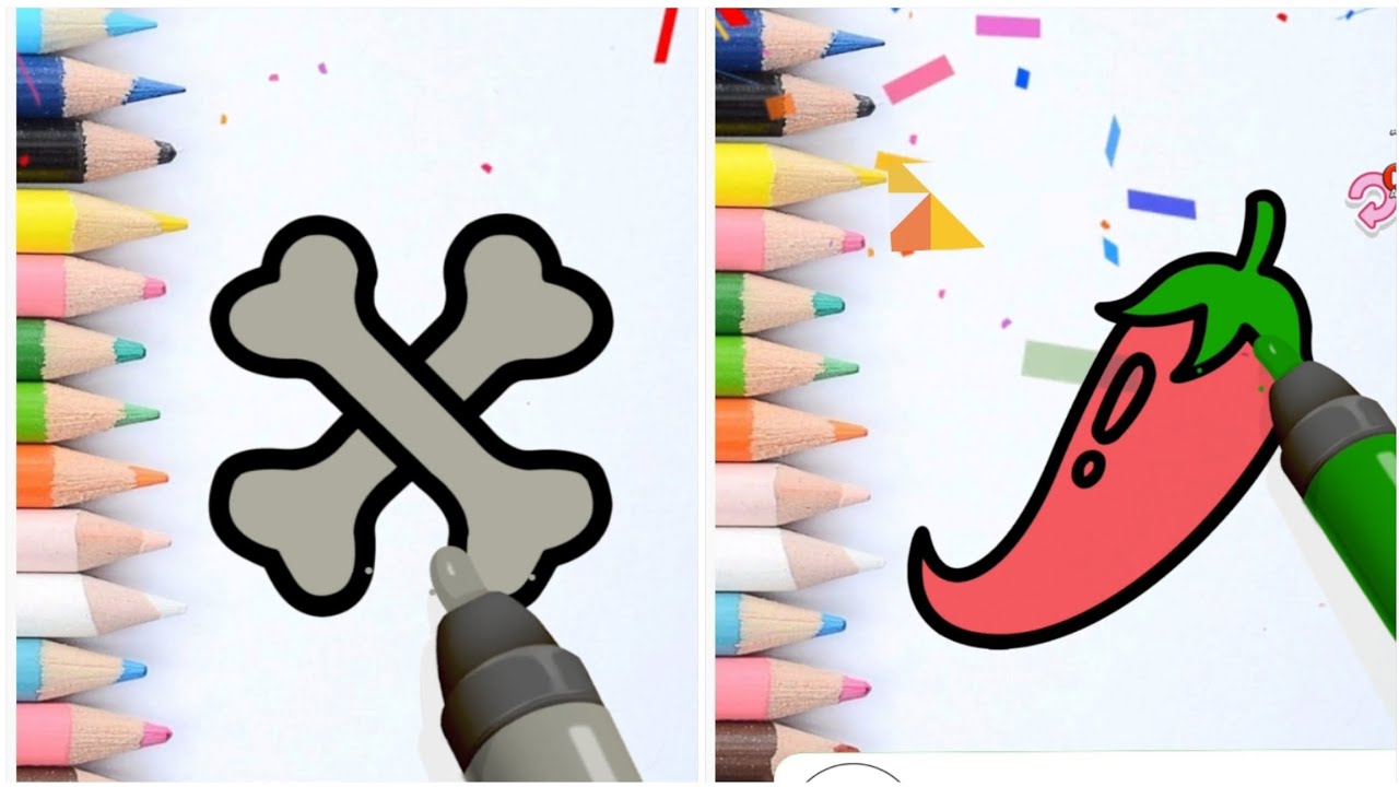How to draw a dog bone🦴/ How to draw a red chilly🌶️/dogs bone and red ...