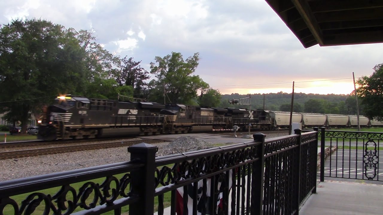 NS 8138 leads a southbound grain train through Lindale, GA - YouTube