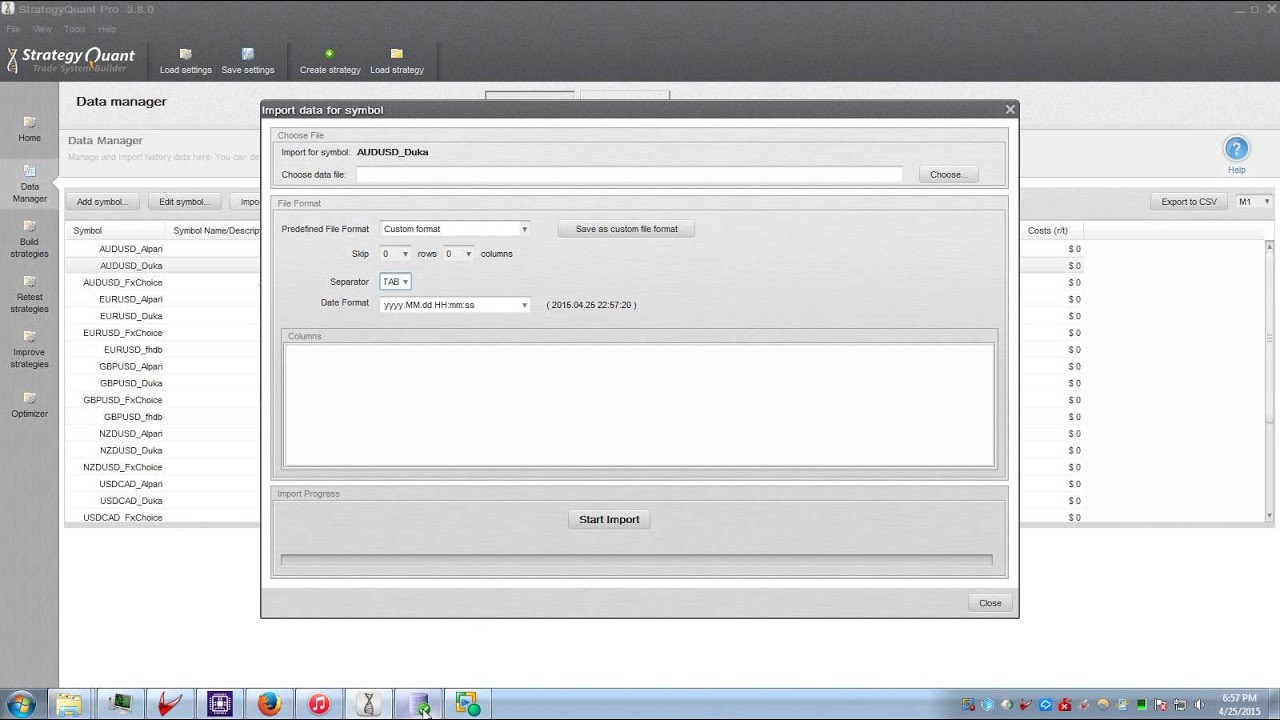 Exporting data from tickstory lite and importing to strategyquant - YouTube