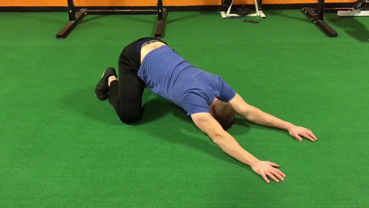 Child's Pose Lat Stretch with Finger Crawl - YouTube