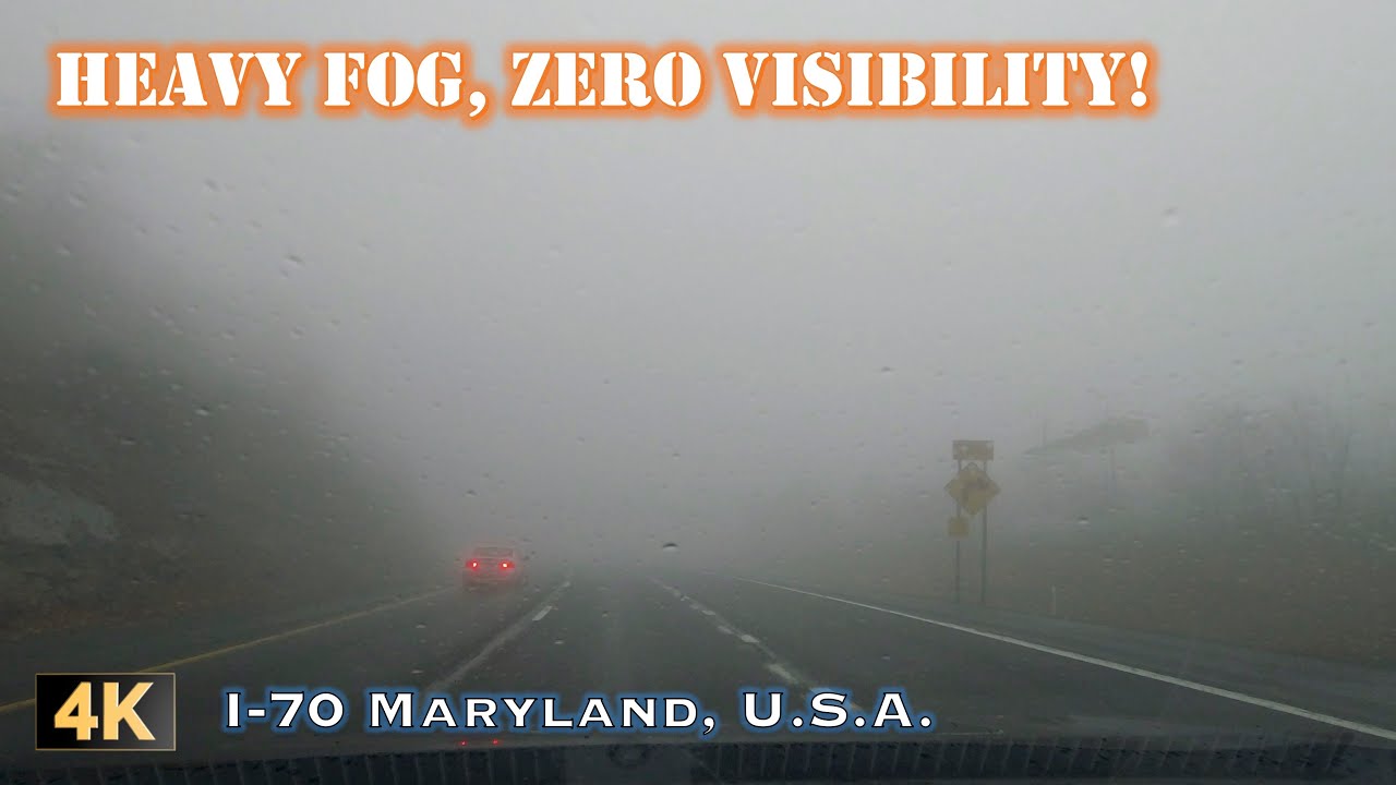 4K Zero Visibility! Heavy Fog on the I-70 Highway, Drive Carefully ...