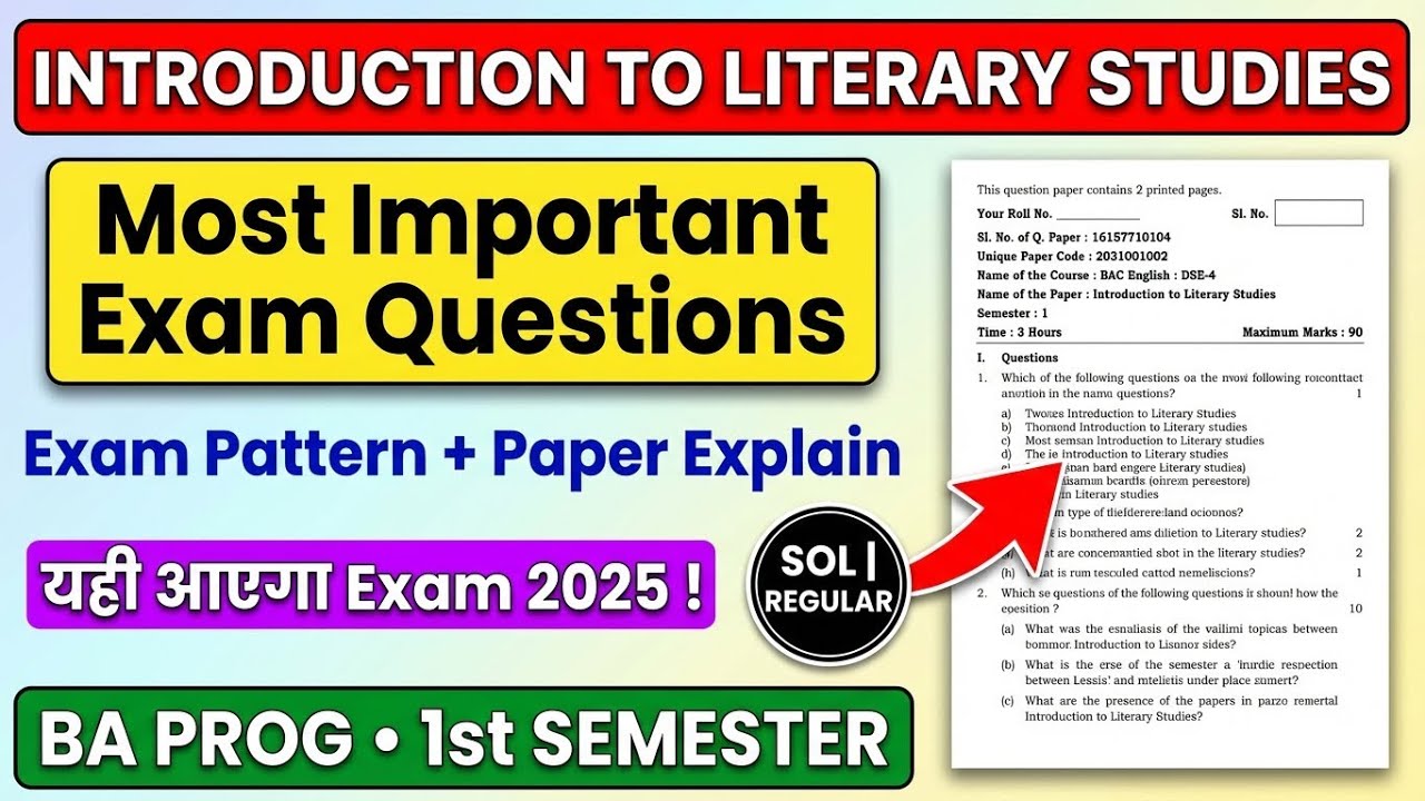 Introduction to Literary Studies Important Questions 1st semester BA ...