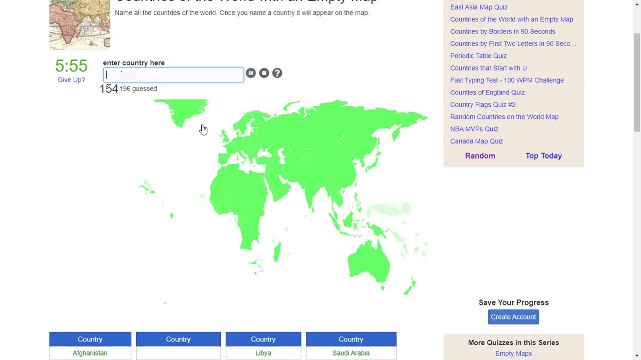 NAMING ALL 196 COUNTRIES ON A BLANK MAP! - YouTube
