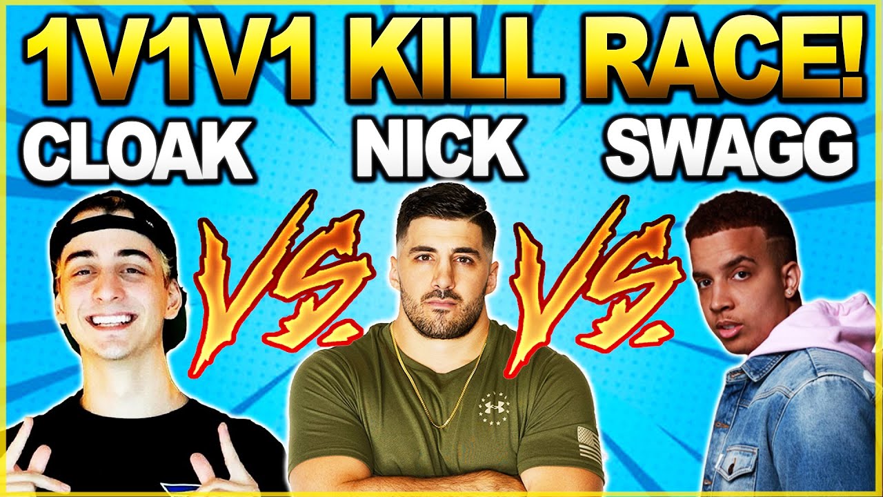 Nickmercs VS Swagg VS Cloakzy in 1V1V1 Kill Race After WSOW Scrims ...