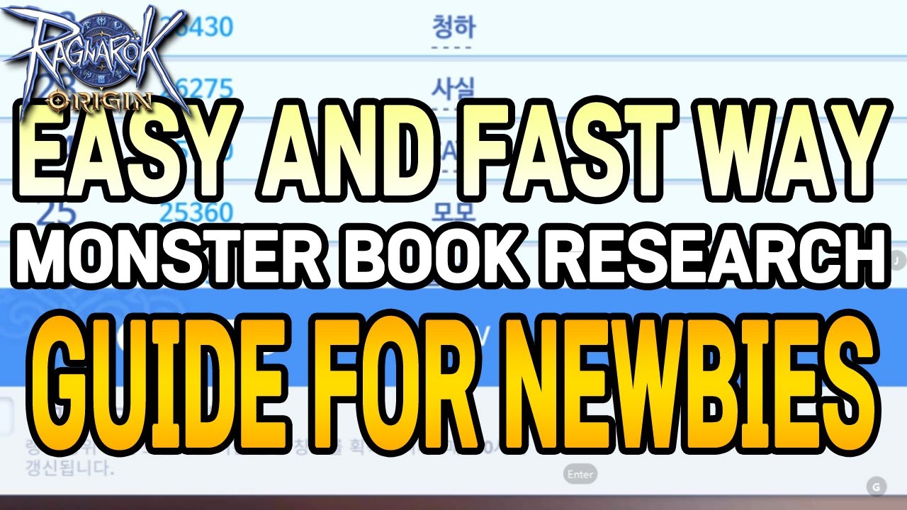 Ragnarok Origin Korea Monster book guide for beginners 라그나로크 오리진 - YouTube