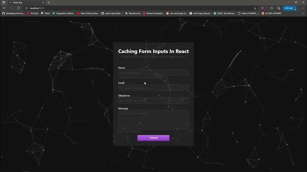 Storing Form Data In LocalStorage Using React - YouTube