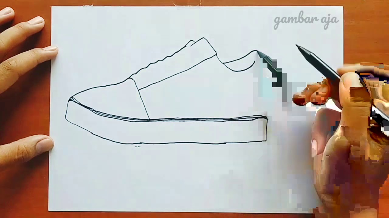 Cara mudah menggambar sepatu kets - YouTube