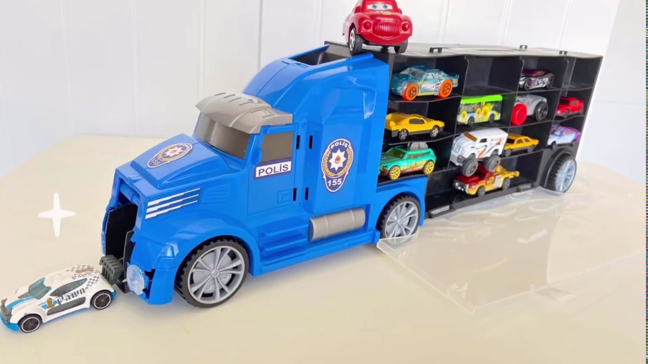 McQueen cars.McQueen plays in police truck.Ligthning McQueen playing ...