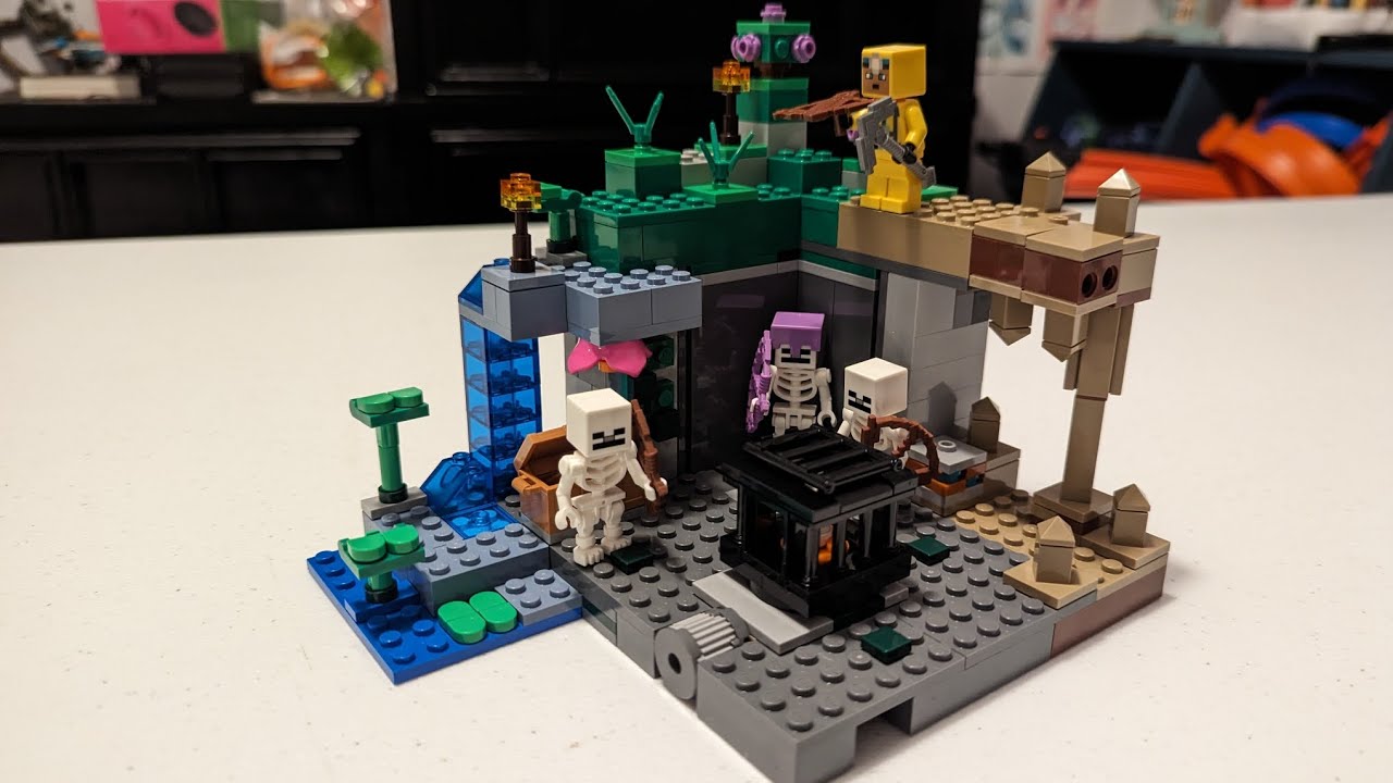 building Lego Minecraft skeleton dungeon - YouTube