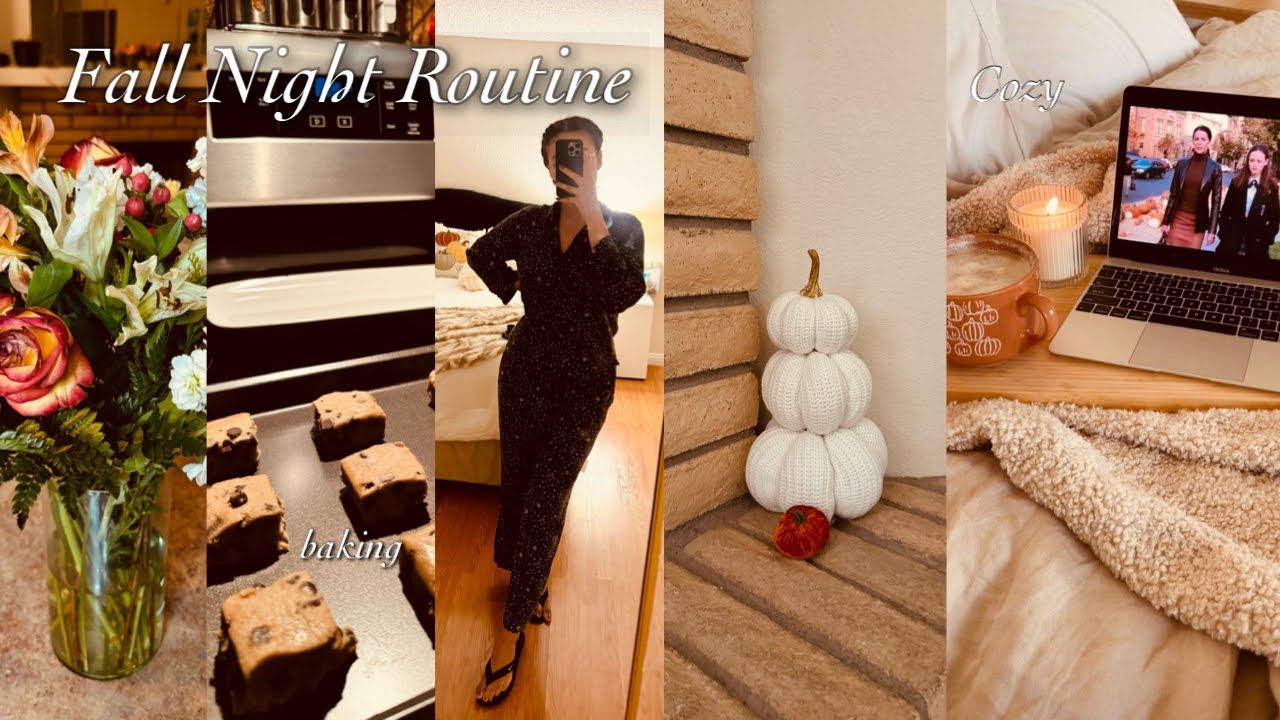 Cozy fall night routine | relaxing, baking, & self care - YouTube