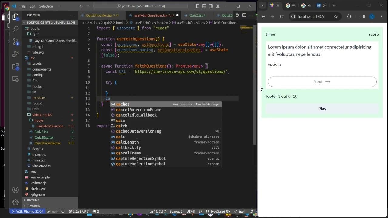 Quiz App part 4 react js and tailwind css - YouTube