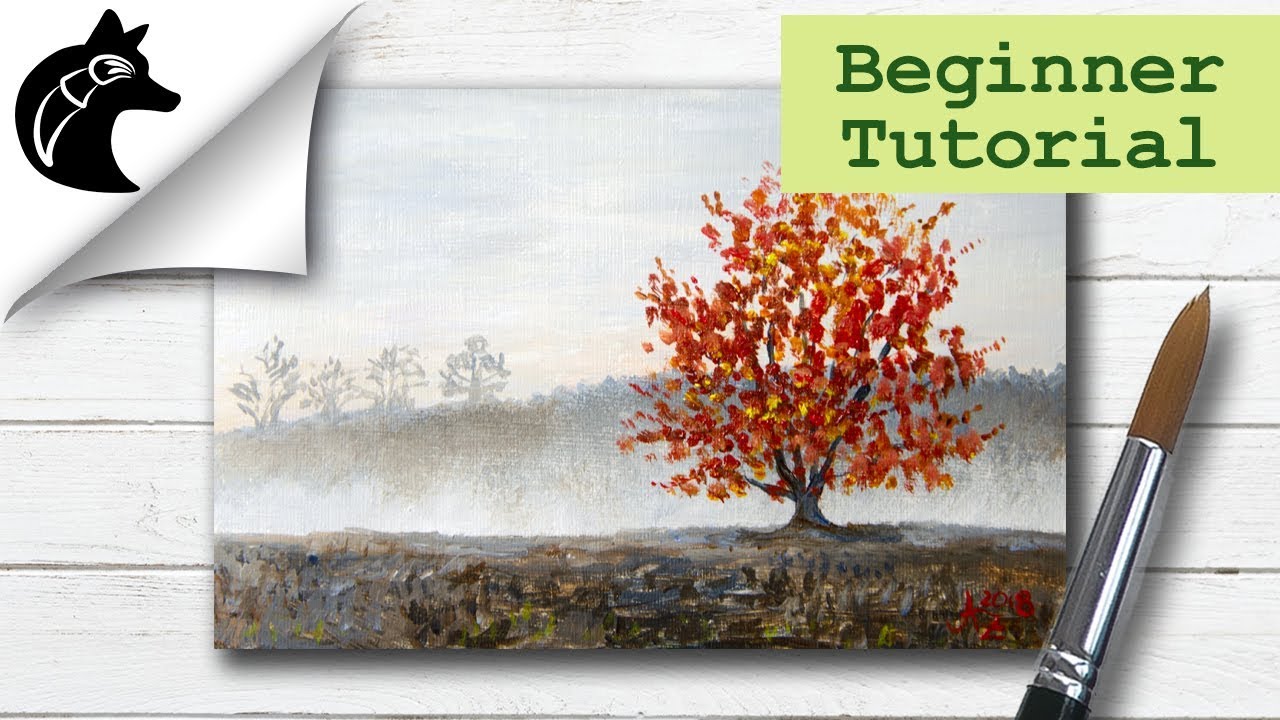 Acrylic Painting Tutorial For Beginners Fall Landscape - YouTube