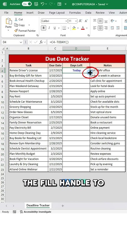 Excel Tips #44: Create a Deadline Tracker in Excel! ⏰ - YouTube