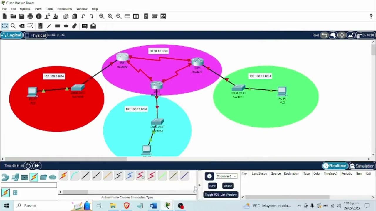 PRACTICA DE Cisco Packet Tracer CONFIGURACION DE 3 ROUTERS - YouTube